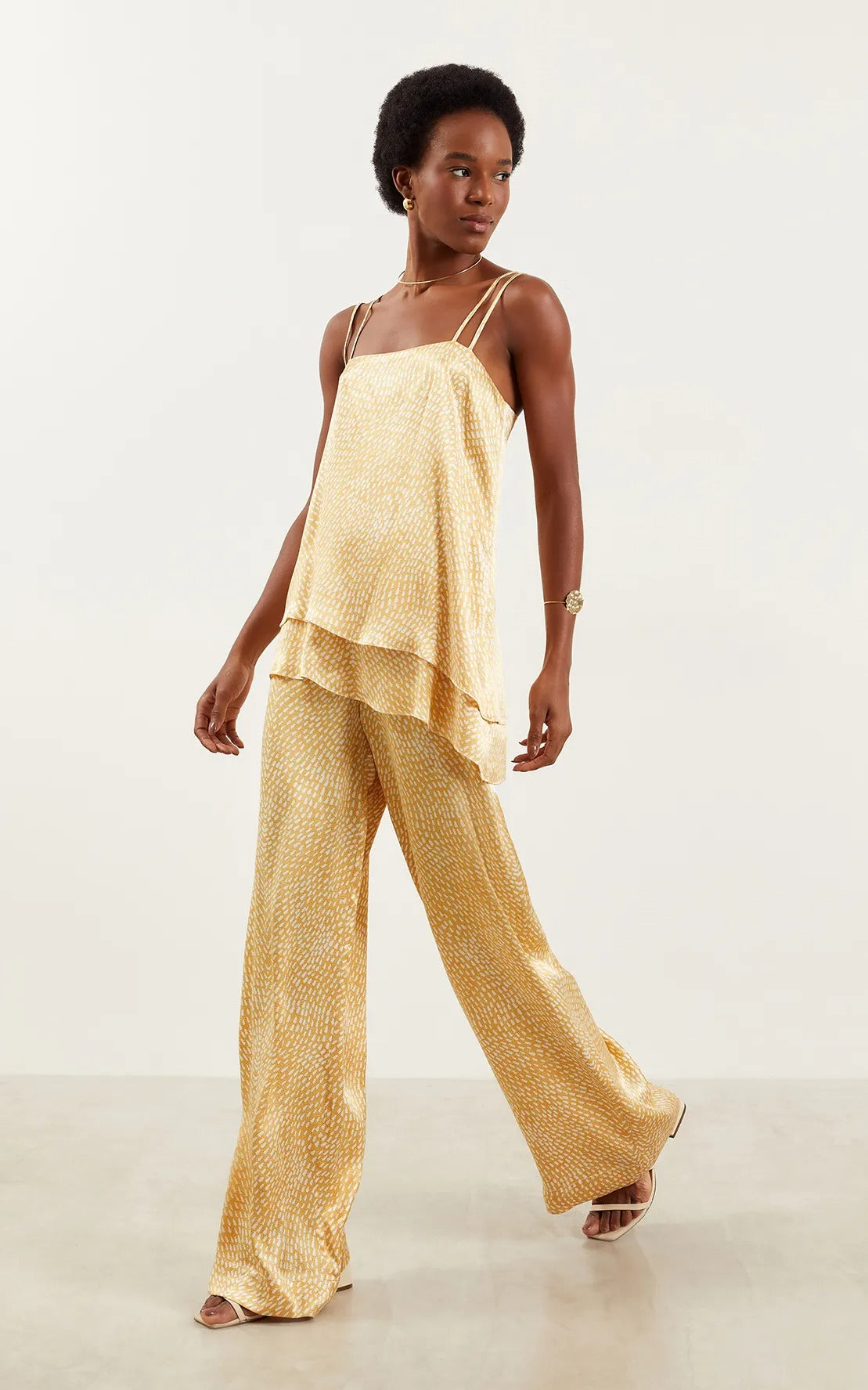 Asymmetric Sun Protection Top And Satin Sun Protection Pants Set ...